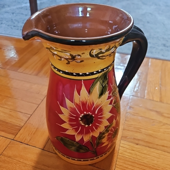 Pier 1 | Kitchen | Pier Hand Painted Terra Cotta Sunflower Pitcher Vase ...